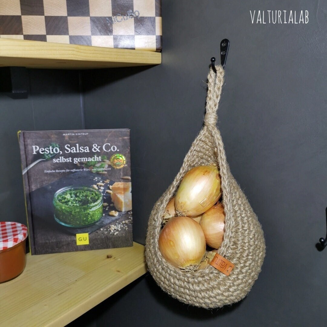 Jute Hanging Basket Kitchen Basket Fruit Basket Wall Storage Vegetable ...