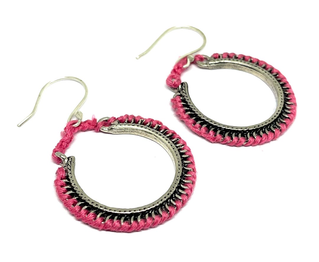 Unique Crochet Thread Earrings | Handmade Oxidized Dangle Earrings ...