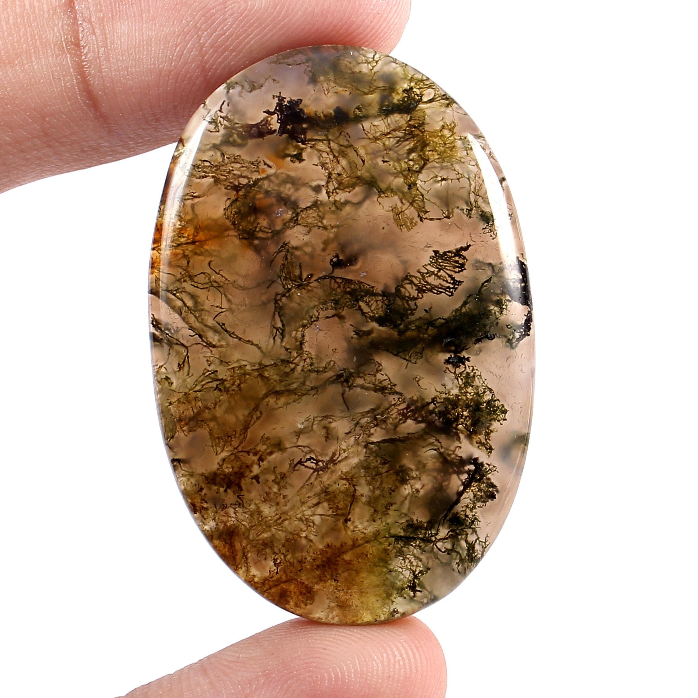 56.70 Ct 100% Natural Moss Agate Oval Shape Cabochon loose | Etsy