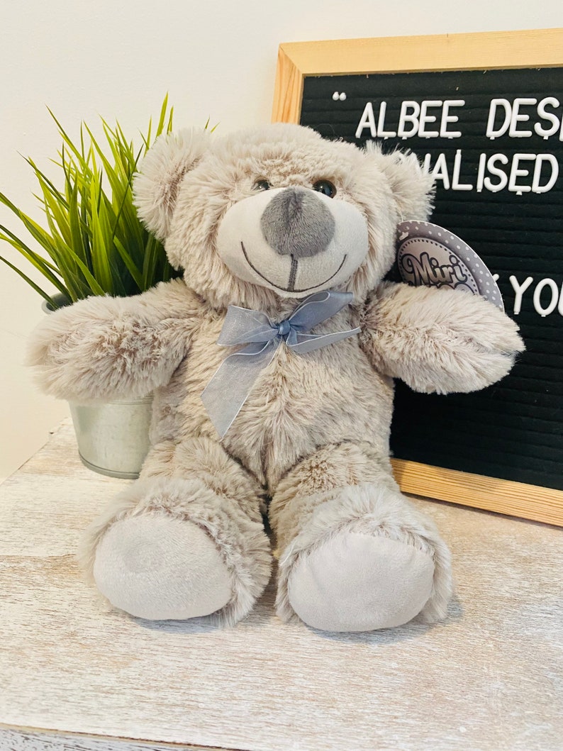 Personalised White Teddy Bear New Baby Gift Customised Plush - Etsy UK