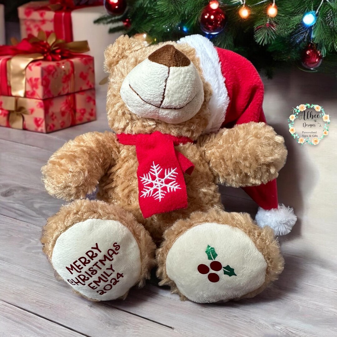 Personalised Christmas Teddy Bear Baby's First Christmas Teddy Bear ...