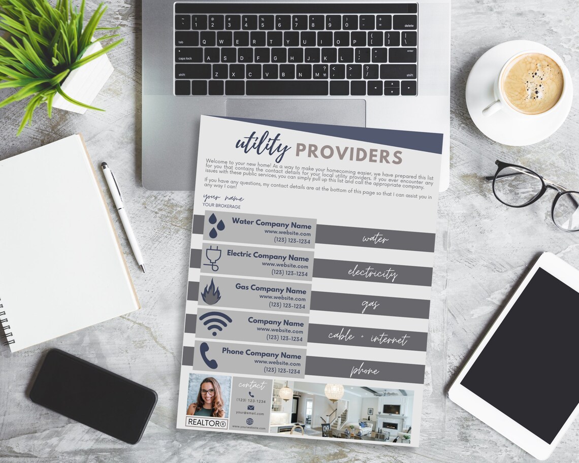 Real Estate Utility Providers List Utility Provider Template | Etsy Canada