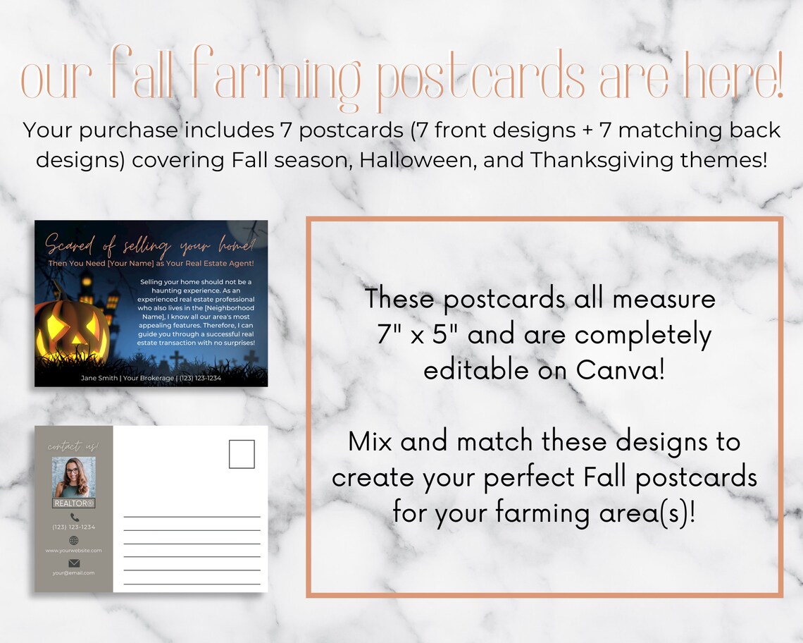 Fall Real Estate Farming Postcards Bundle Fall Real Estate Cards Real ...