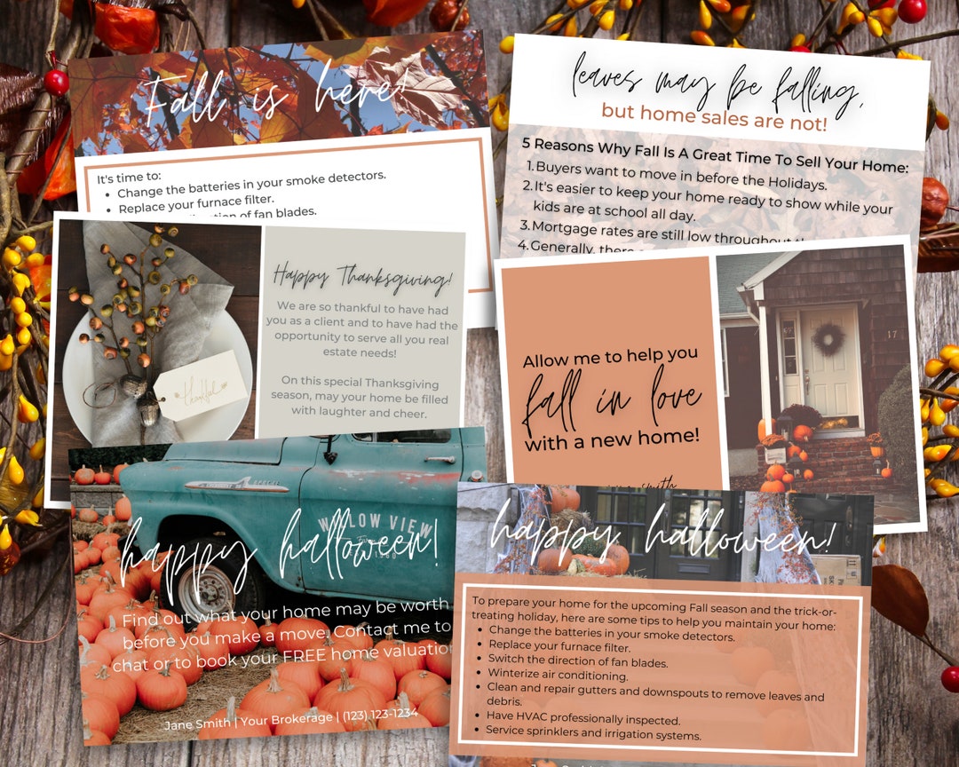 Fall Real Estate Farming Postcards Bundle | Fall Real Estate Cards ...