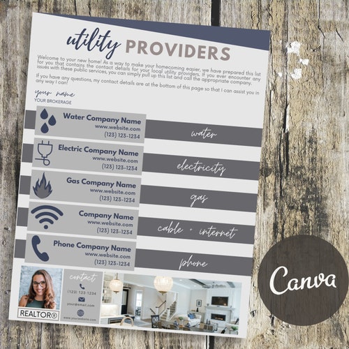 Utility Provider Template for Real Estate Agents & Home - Etsy