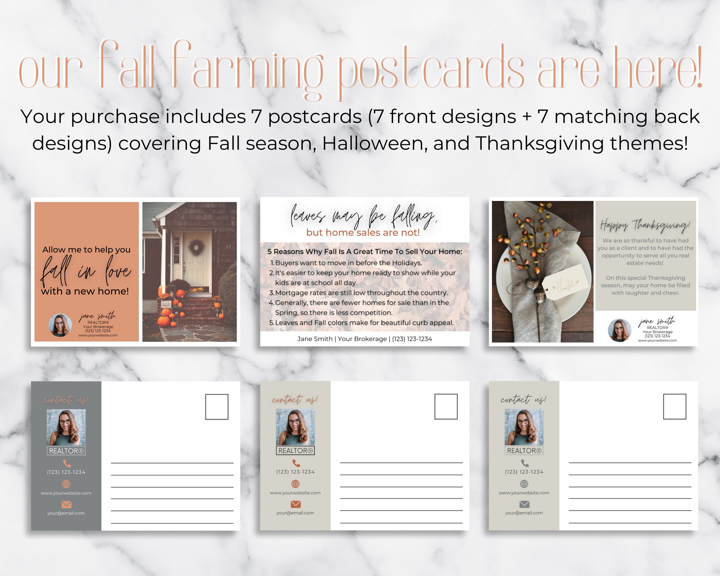 Fall Real Estate Farming Postcards Bundle Fall Real Estate Cards Real ...