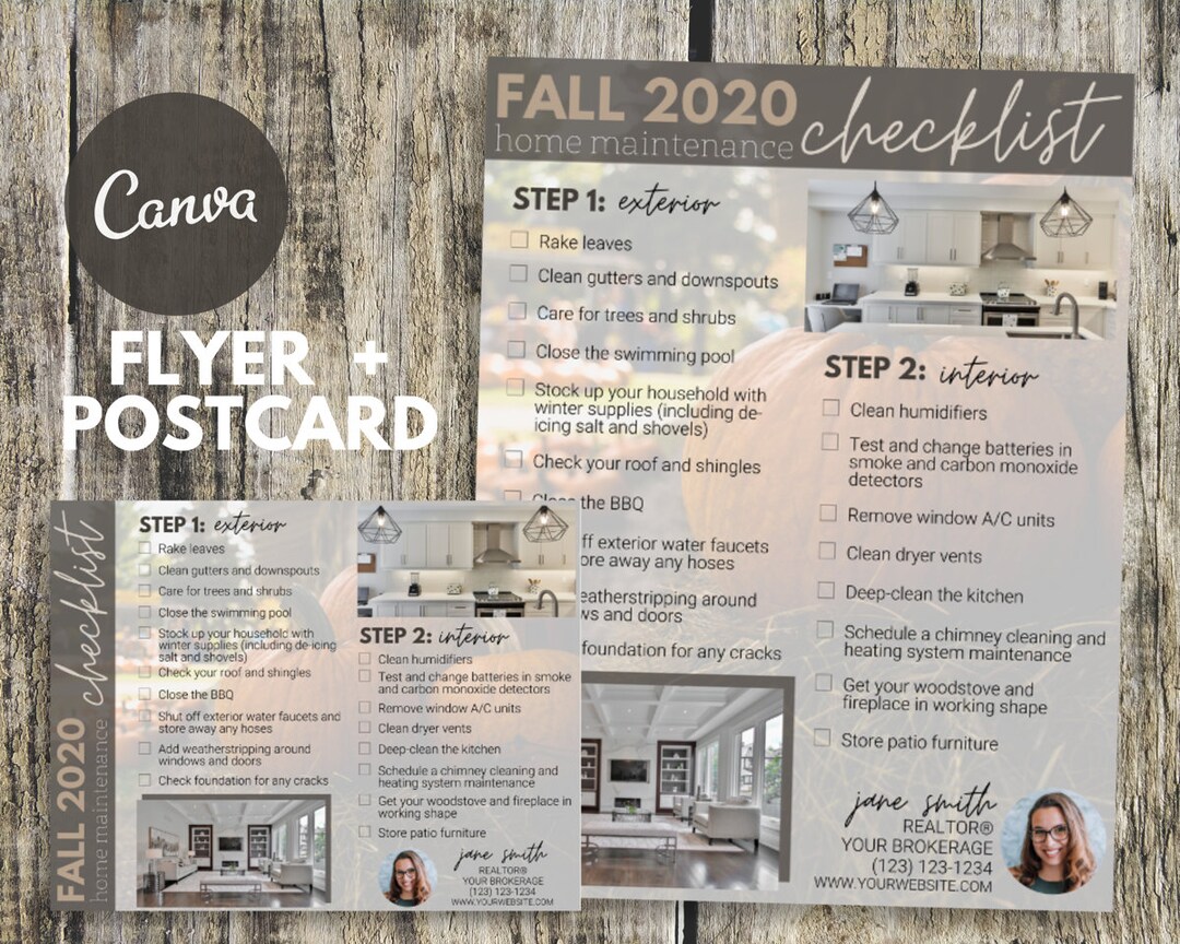 Fall Home Maintenance Checklist | Real Estate Flyer Template | Postcard ...