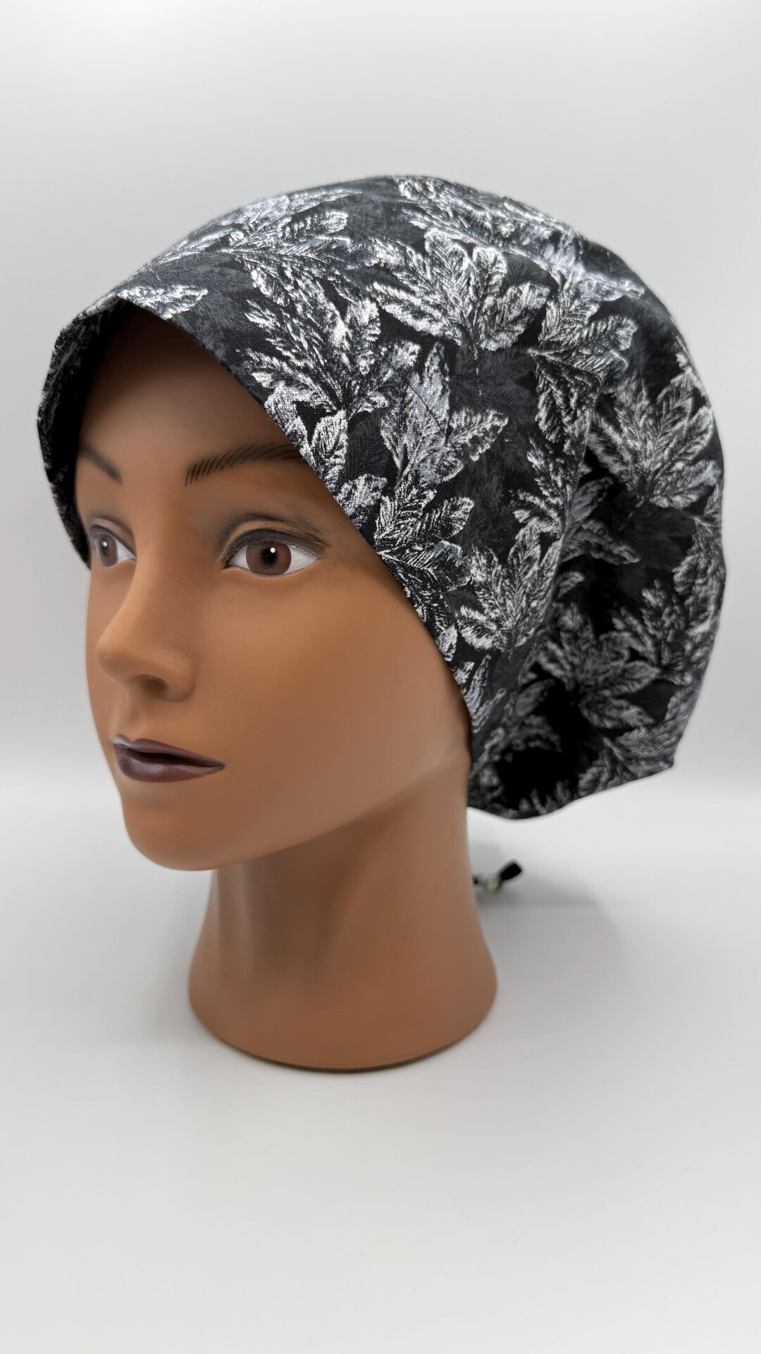 Women's Scrub Cap | Euro Style | Metallic Leaves W/ Adjustable Toggle ...