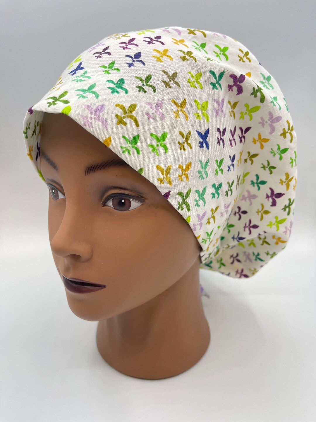 Women's Scrub Cap | Euro Style | Mardi Gras Parade Fleur De Lis White W ...