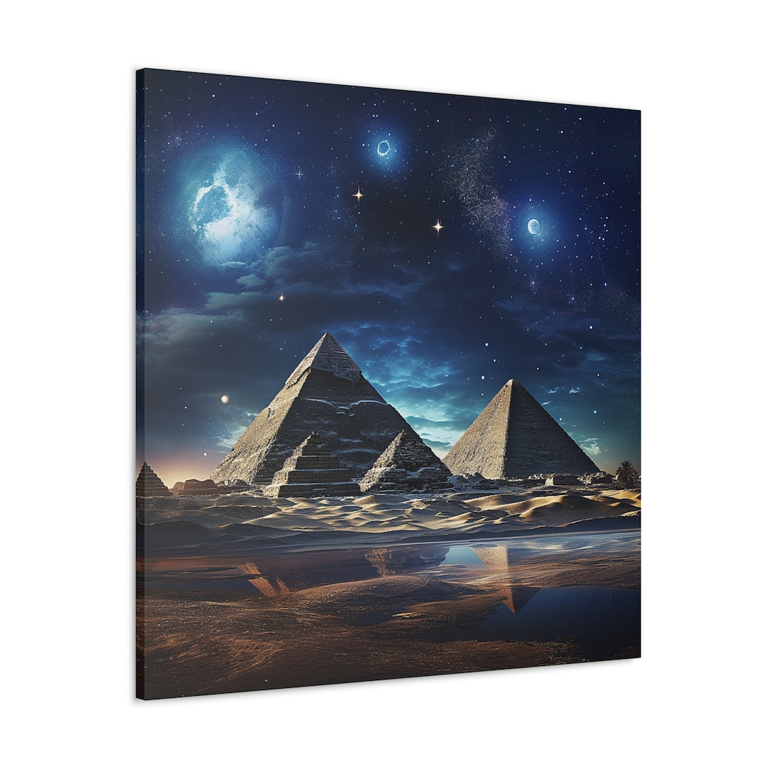 Egyptian Pyramids Night Sky Wall Art Ancient Architecture Canvas ...