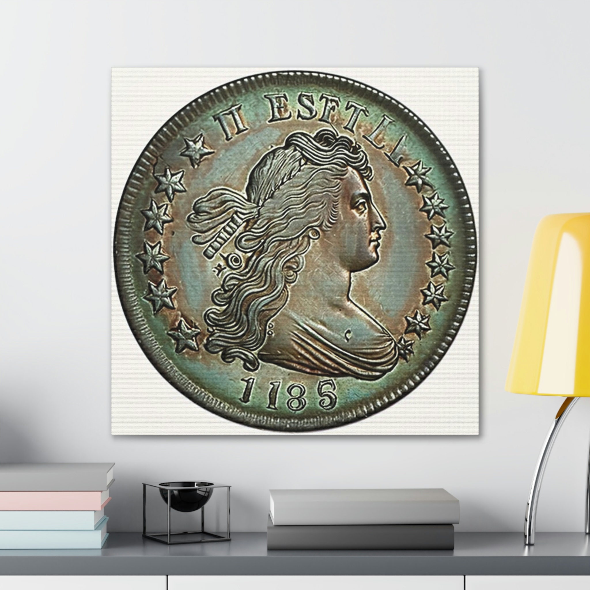 Flowing Hair Dollar Print Canvas Flowing Hair Dollar Coin Silver ...