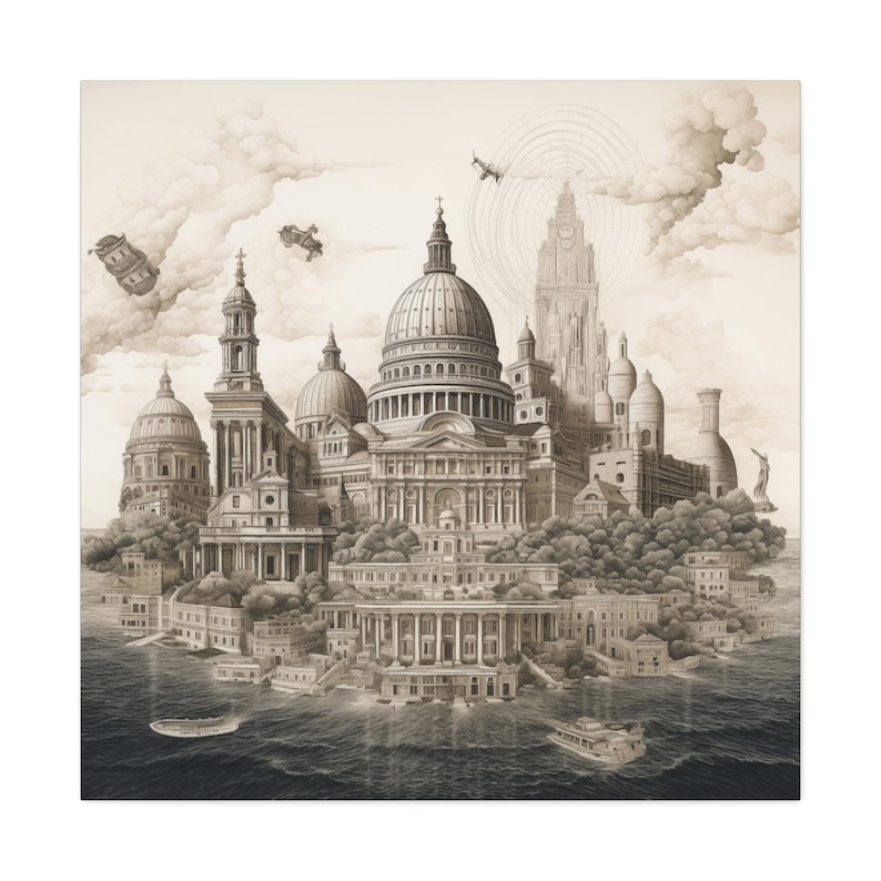 Ancient Fairy Tale Cities Canvas Wall Art Whimsical Urban Enchantment ...
