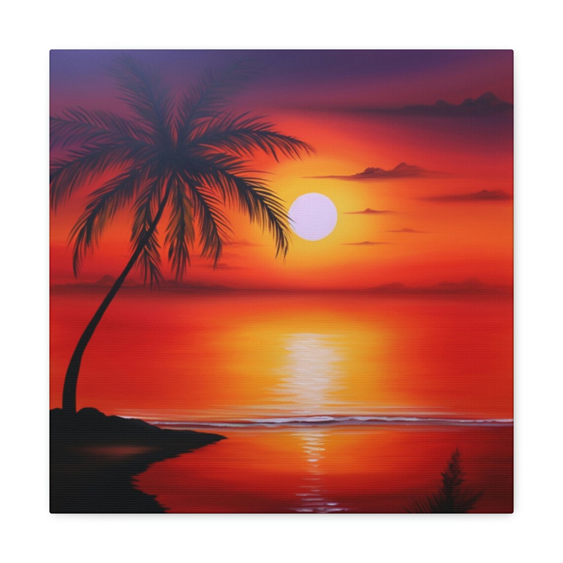 Stunning Ocean Sunset View Canvas Print Ocean Shore Sunset Canvas Waves ...