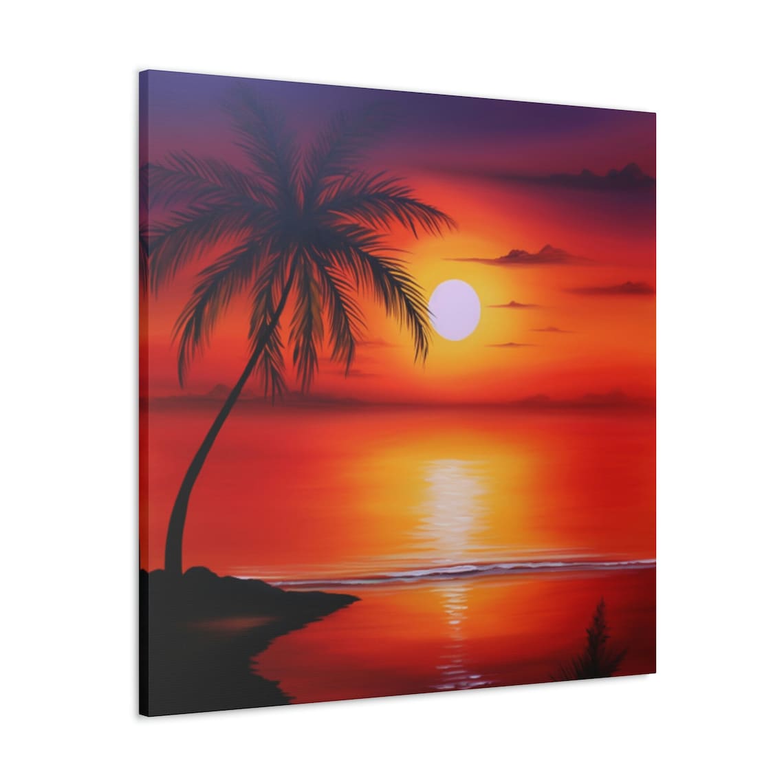 Stunning Ocean Sunset View Canvas Print Ocean Shore Sunset Canvas Waves ...