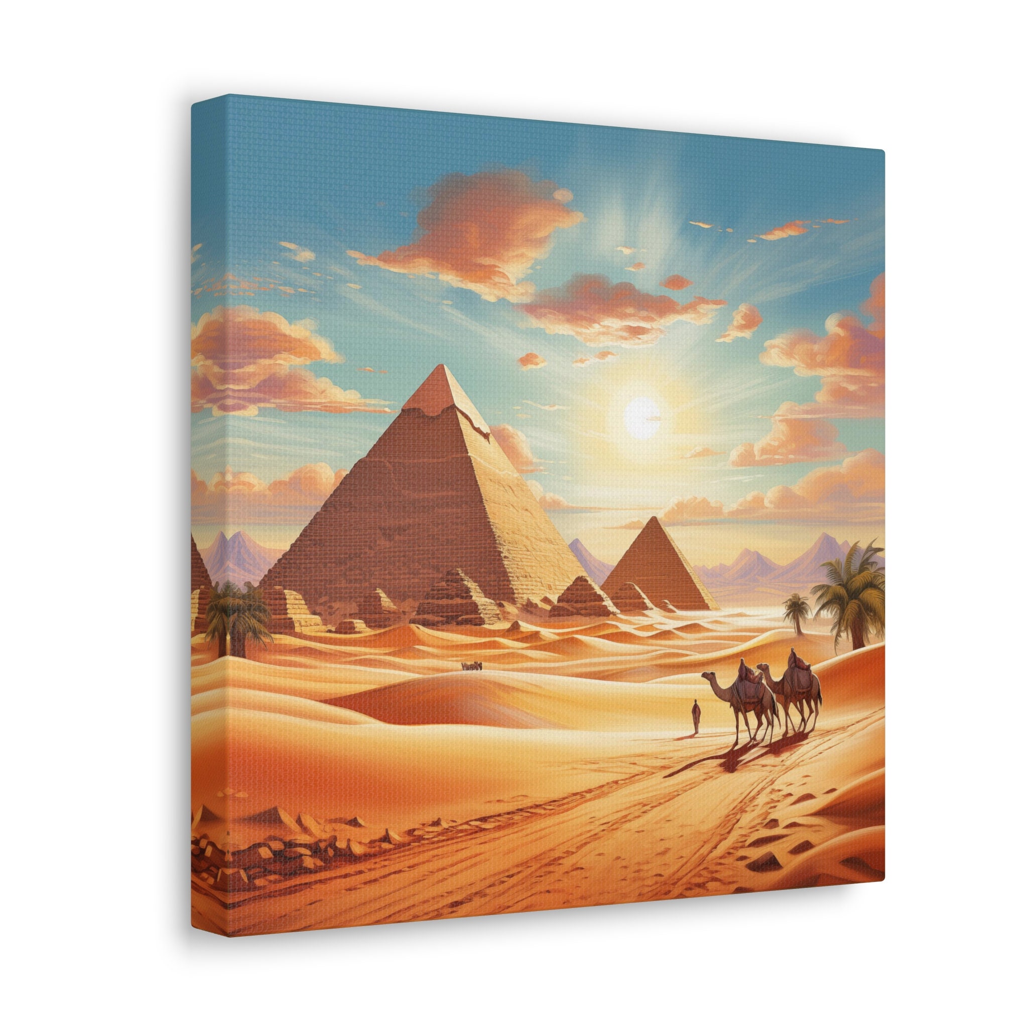 Egyptian Pyramids Wall Art Camels Sun Gift for Pyramid Lovers Canvas ...