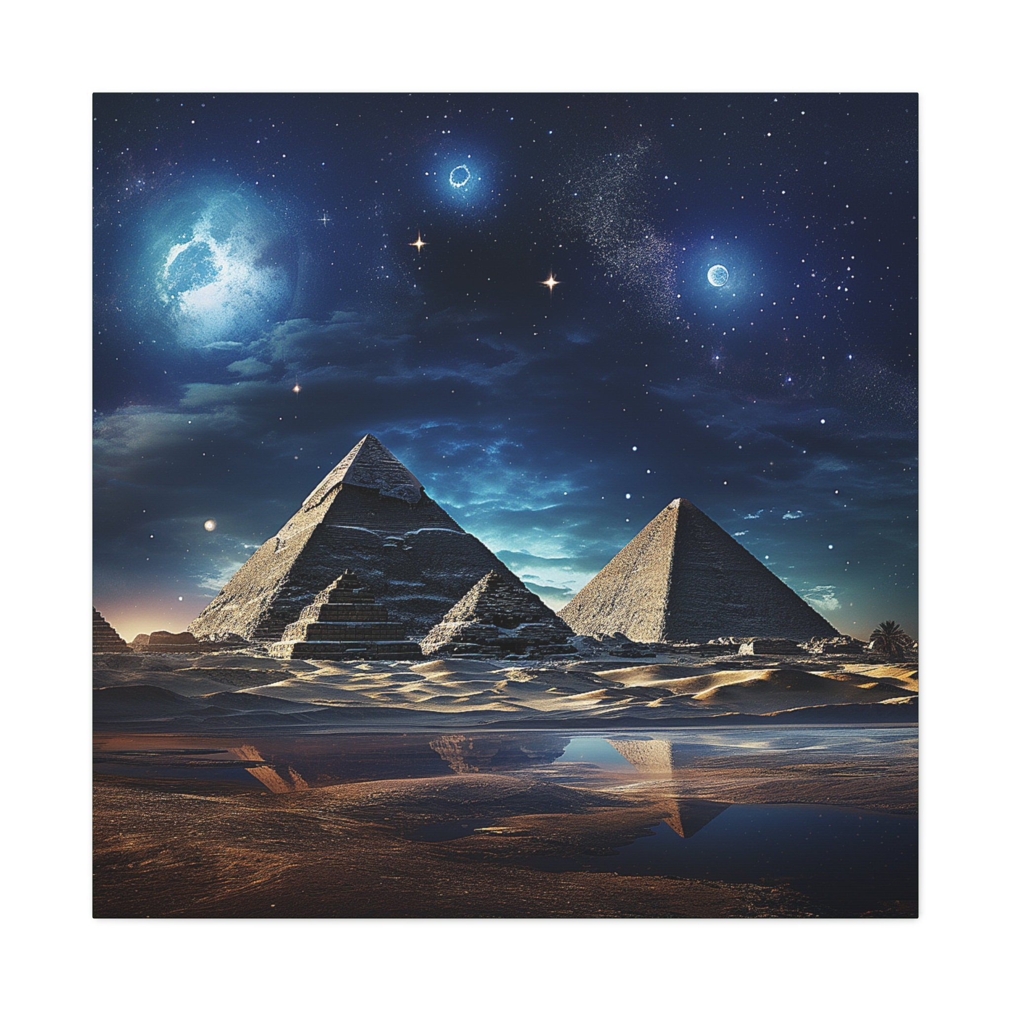 Egyptian Pyramids Night Sky Wall Art Ancient Architecture Canvas ...