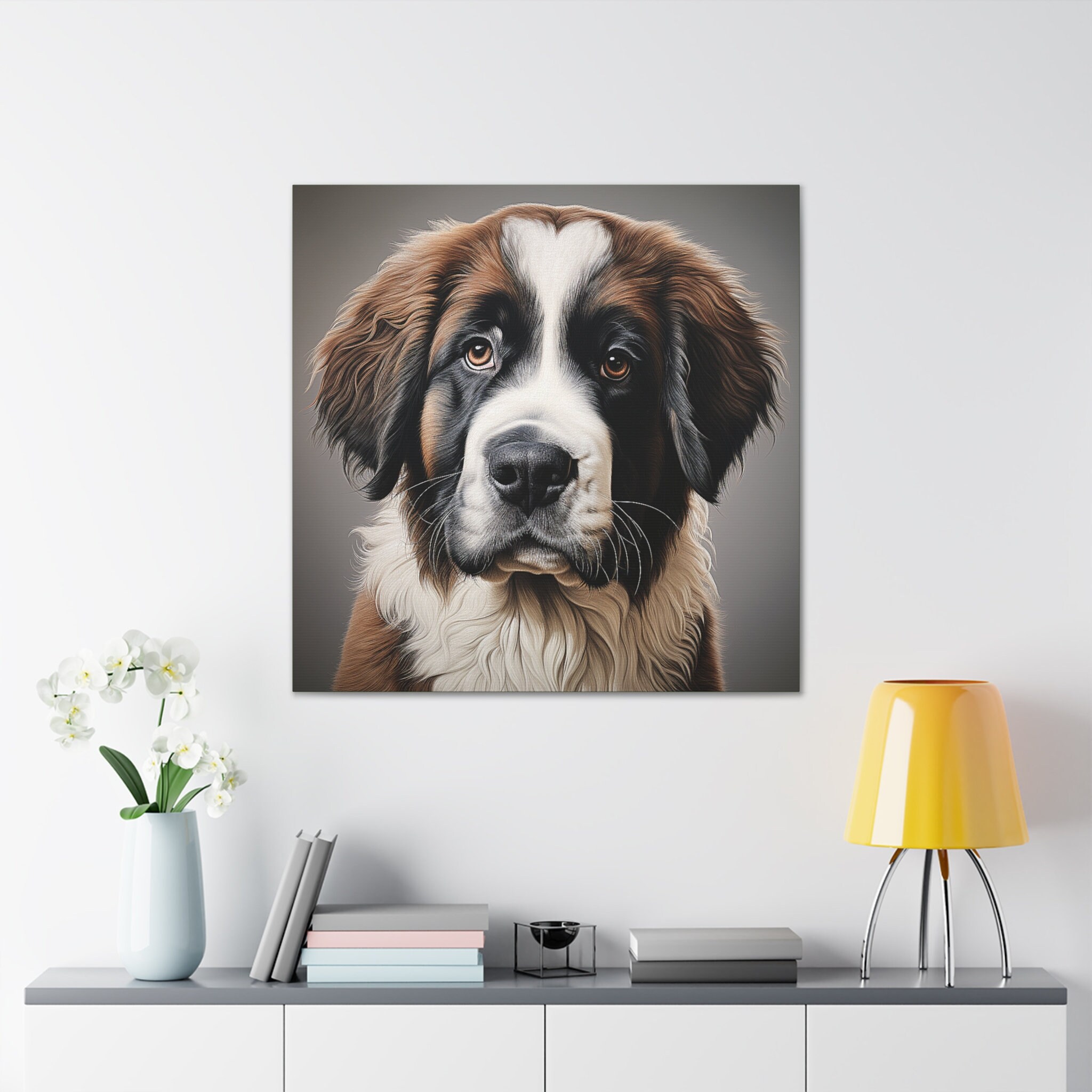 Saint Bernard Wall Art Canvas Beautiful Canvas Saint Bernard Gift Saint ...
