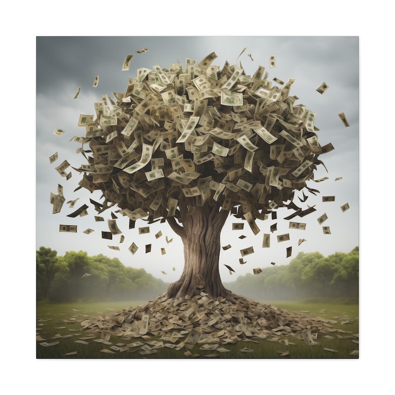 Money Tree Wall Art Beautiful Canvas Print Numismatist Gift Money Tree ...
