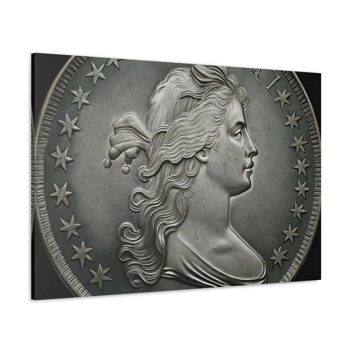 Stunning Flowing Hair Dollar Print Canvas Flowing Hair Dollar Coin ...