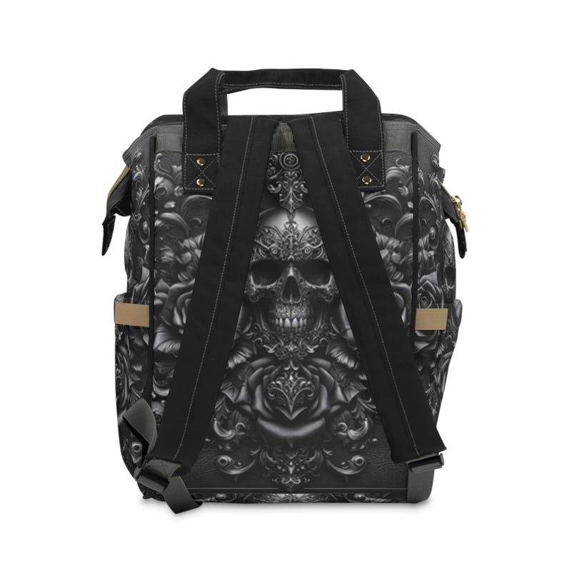 Gothic Skull Diaper Backpack Edgy Baby Bag Stylish Diaper Bag Black ...