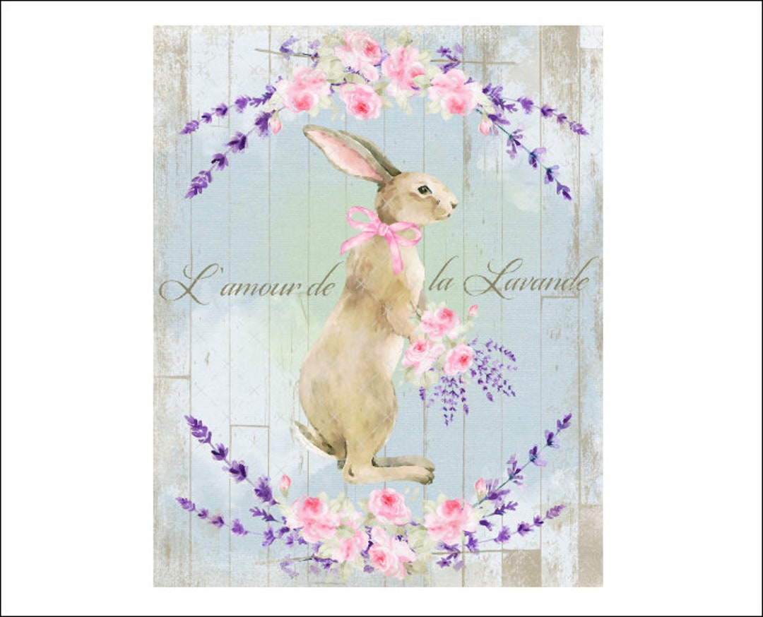 DIGITAL ART, 8x10 Downloadable French Country Rabbit Print, Printable ...