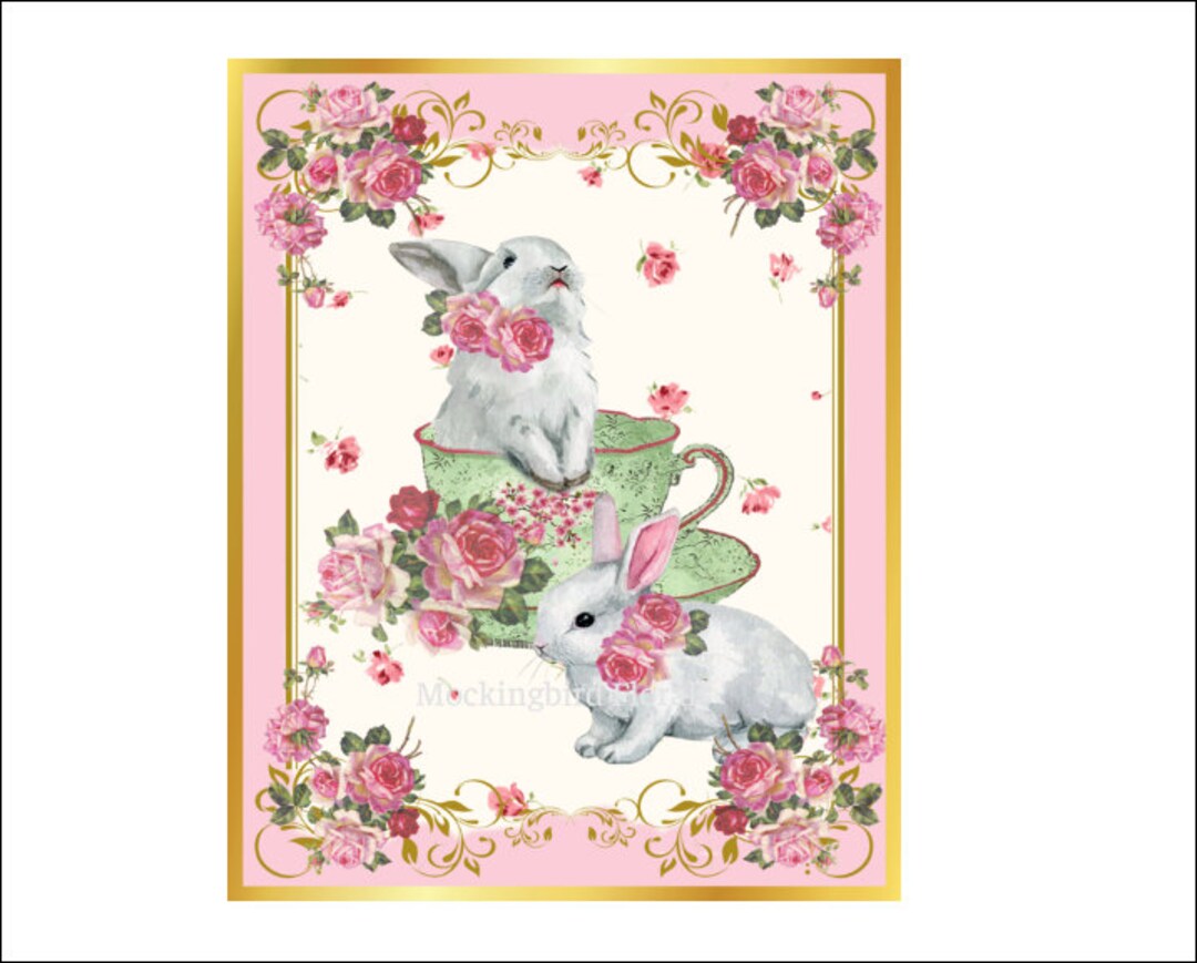 DIGITAL PRINT, 8X10 French Rabbit Print, French Tea Digital, French ...