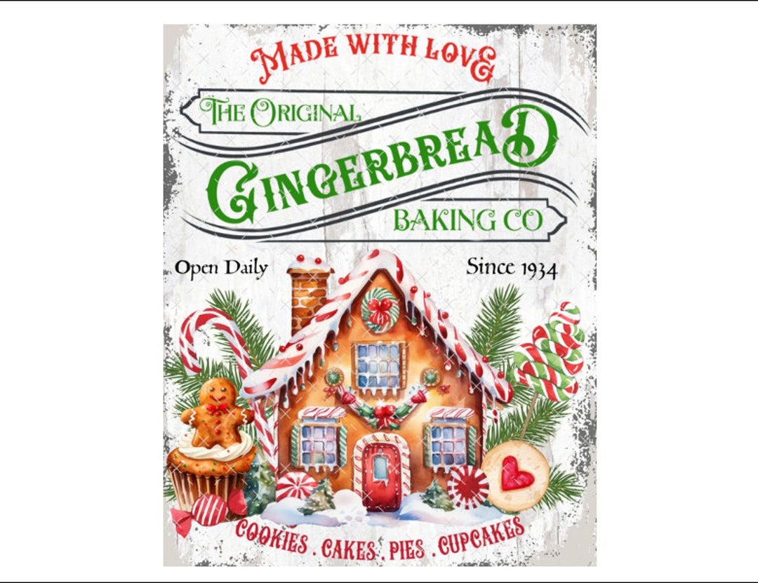 DIGITAL ART, 10X8 Downloadable Gingerbread House, Christmas Download ...