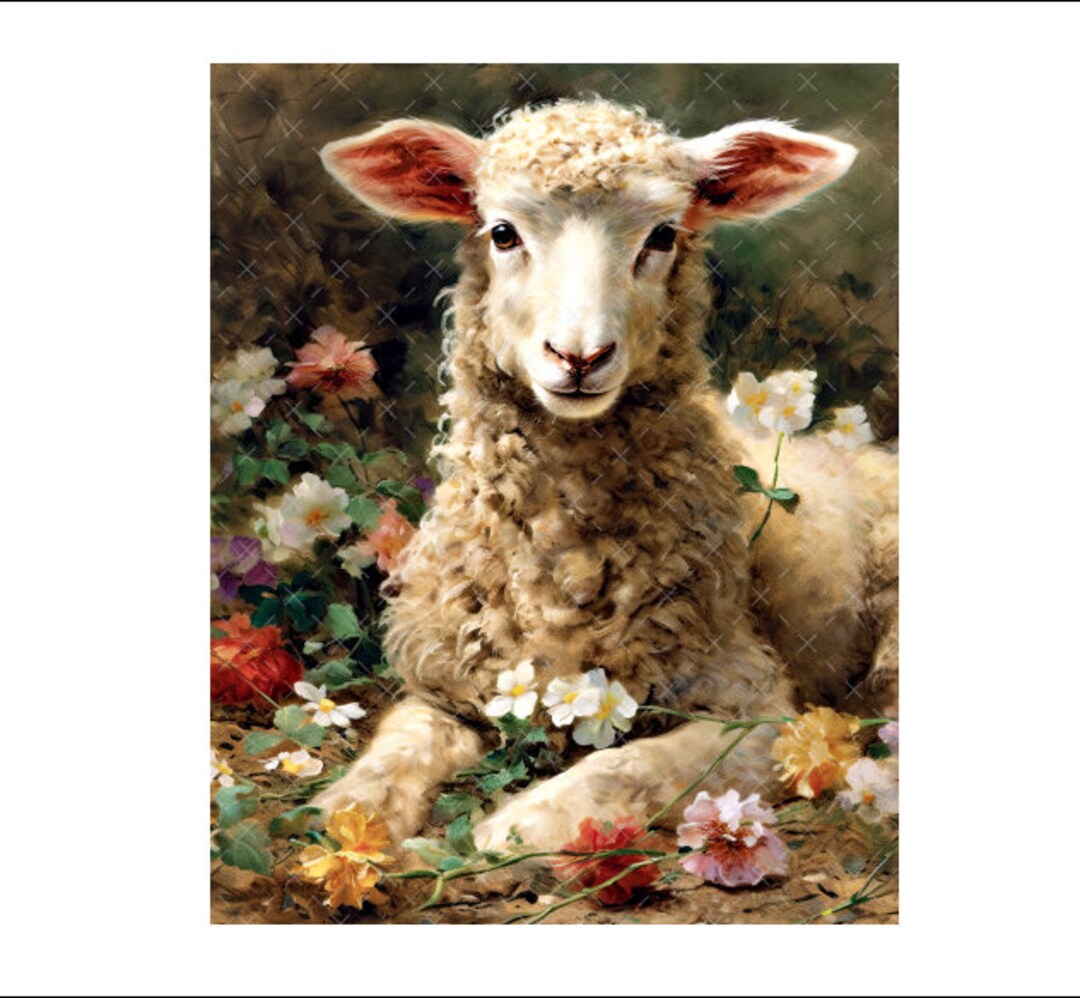 DIGITAL ART, Downloadable Vintage Lamb Print, Printable Easter ...