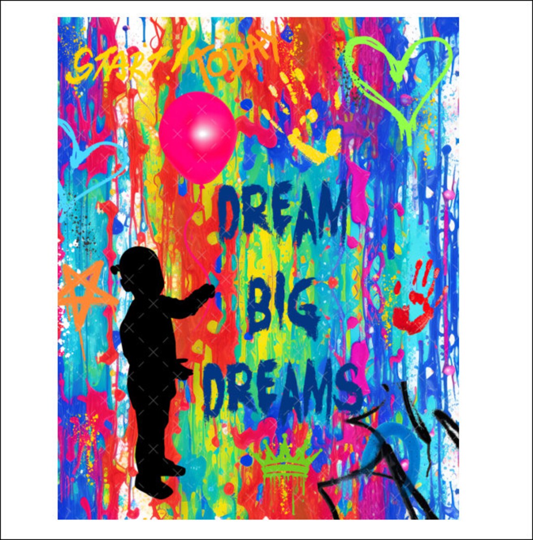 DIGITAL PRINT, Graffiti Art, Kids Art, Mockingbird Florals, Preppy Graffiti Digital, Childrens ...