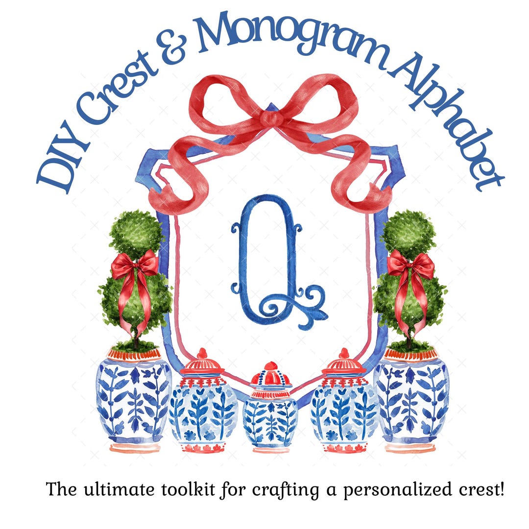 DIY CREST, Watercolor, DIY Stationery, Monogram, Mockingbird Florals ...