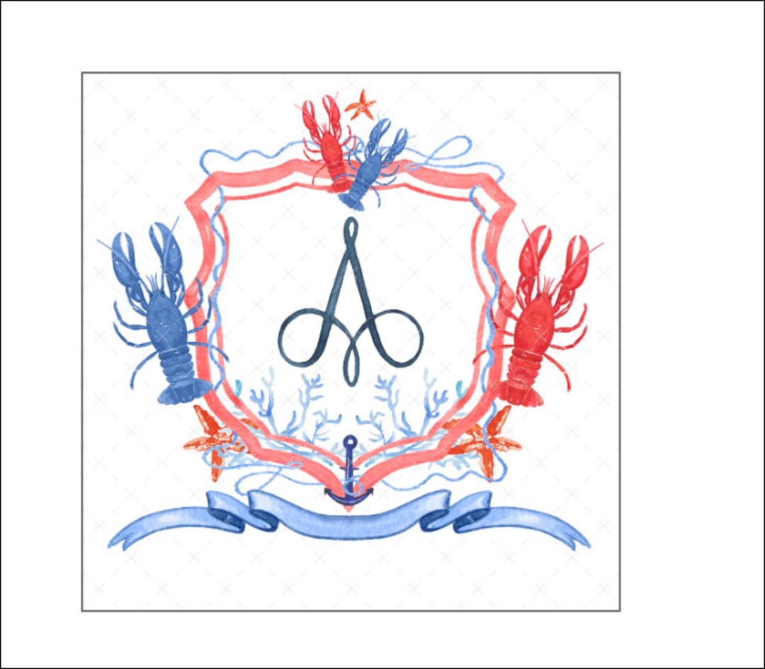 CUSTOM CREST, Watercolor Crest, Nautical Crest, Nursery Crest, Beach ...