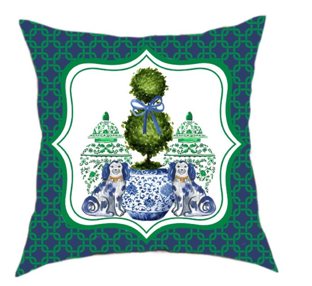 PILLOW COVER, Chinoiserie Pillow Cover, Topiary Pillow Cover, Front ...