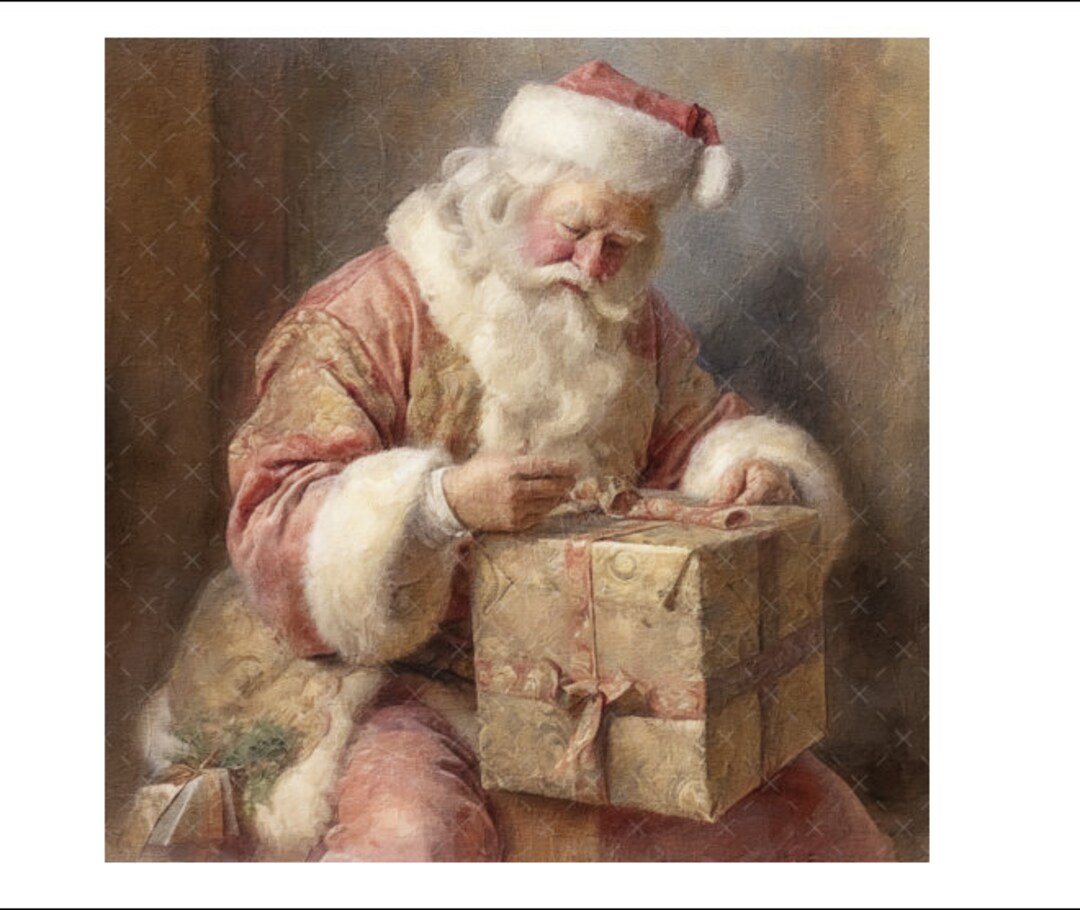 DIGITAL ART, 8x8 Vintage Santa Downloadable, French Santa Printable Art ...