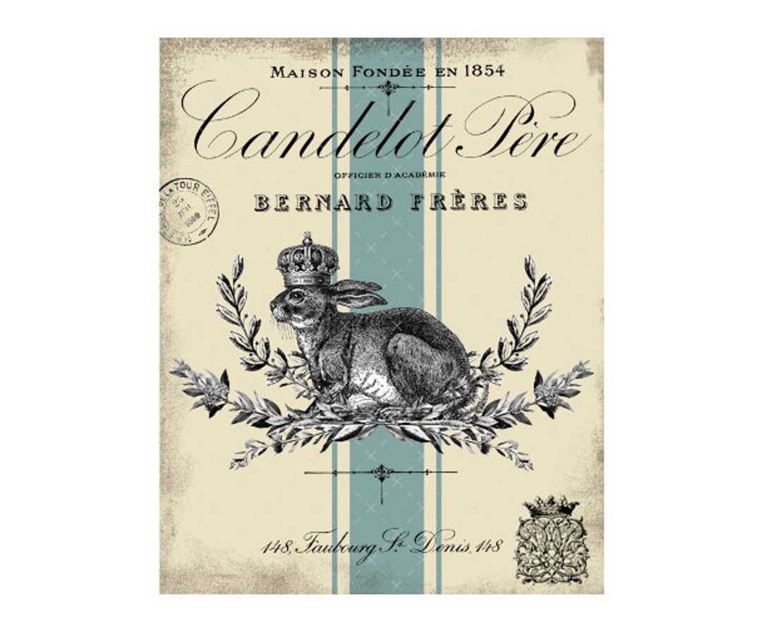 DIGITAL ART, 8x10 Downloadable French Country Rabbit Print, Printable ...