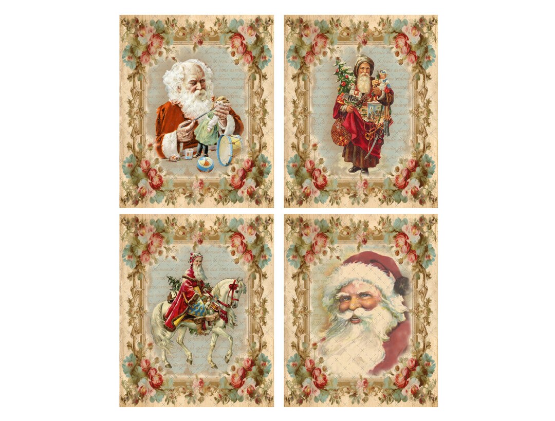 DIGITAL PRINT, Four 8X10 Christmas Digitals, Santa Downloads ...