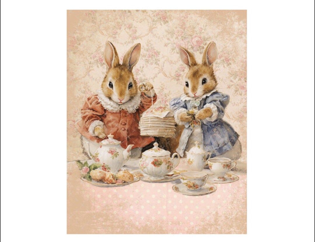DIGITAL PRINT, Shabby Chic Rabbit Digital, French Rabbit Download ...