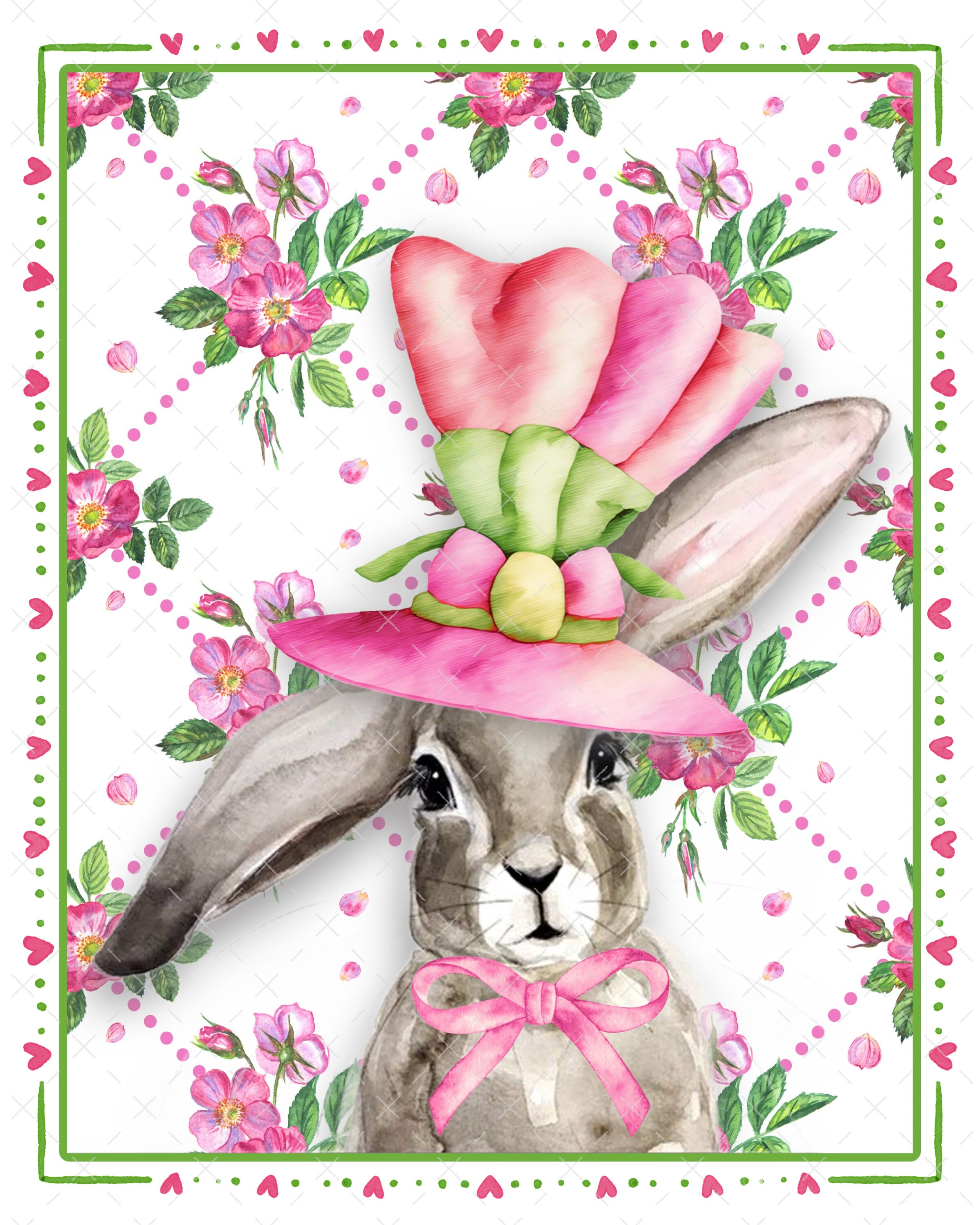 DIGITAL PRINT, Bunny in Hat Digital, Easter Rabbit Download ...