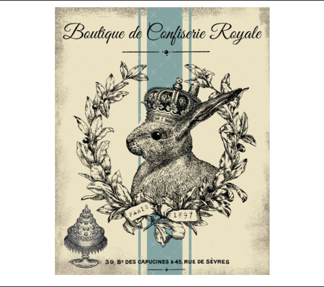 DIGITAL ART, 8x10 Downloadable French Country Rabbit Print, Printable ...