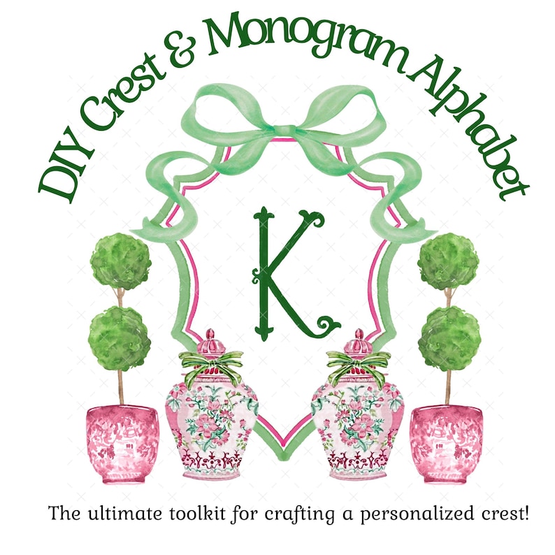 DIY CREST, Watercolor, DIY Stationery, Monogram, Mockingbird Florals ...
