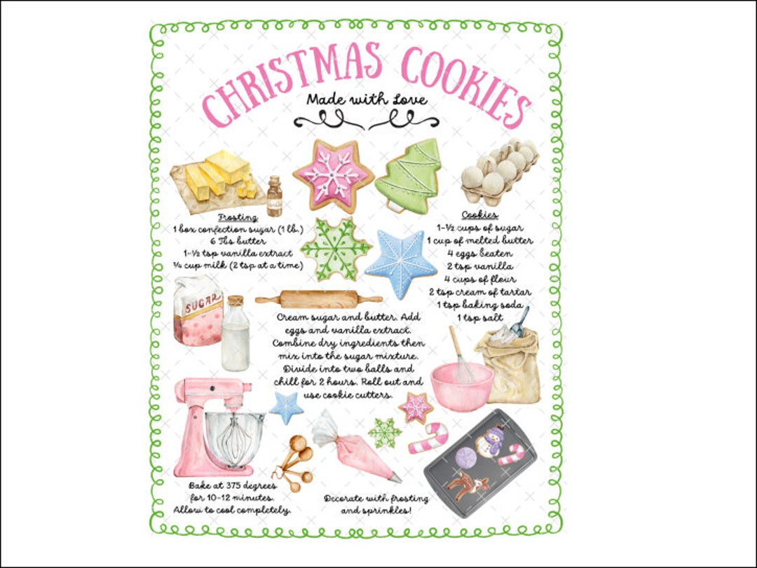 DIGITAL ART, Christmas Downloadable Art, Christmas Recipe Digital ...