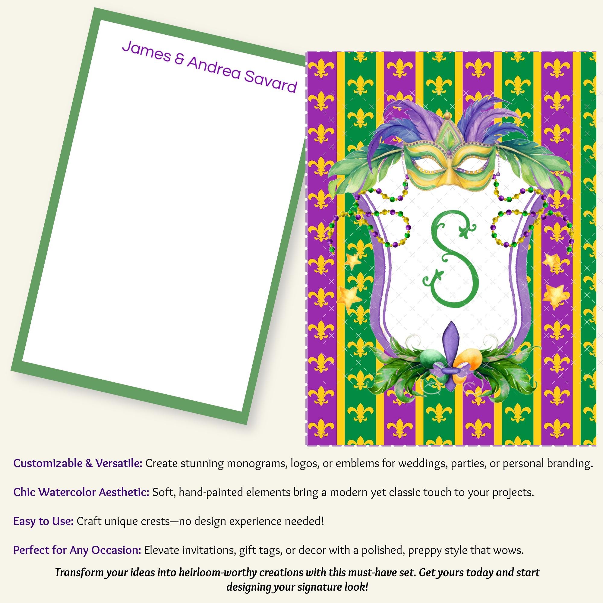 DIY CREST, Watercolor, DIY Stationery, Monogram, Mockingbird Florals ...