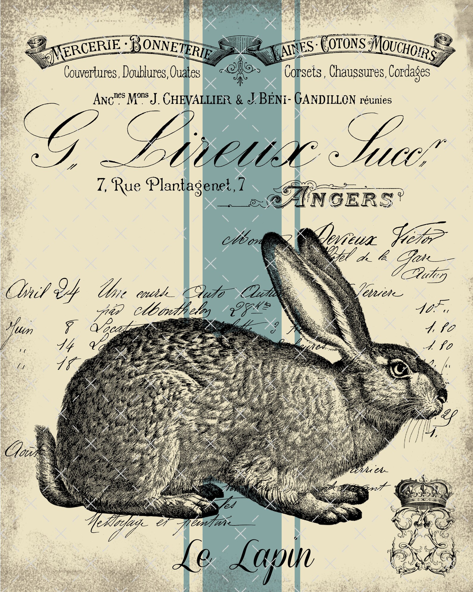 DIGITAL ART, 8x10 Downloadable French Country Rabbit Print, Printable ...