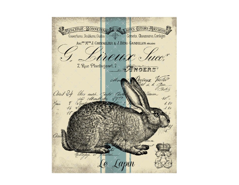 DIGITAL ART, 8x10 Downloadable French Country Rabbit Print, Printable ...