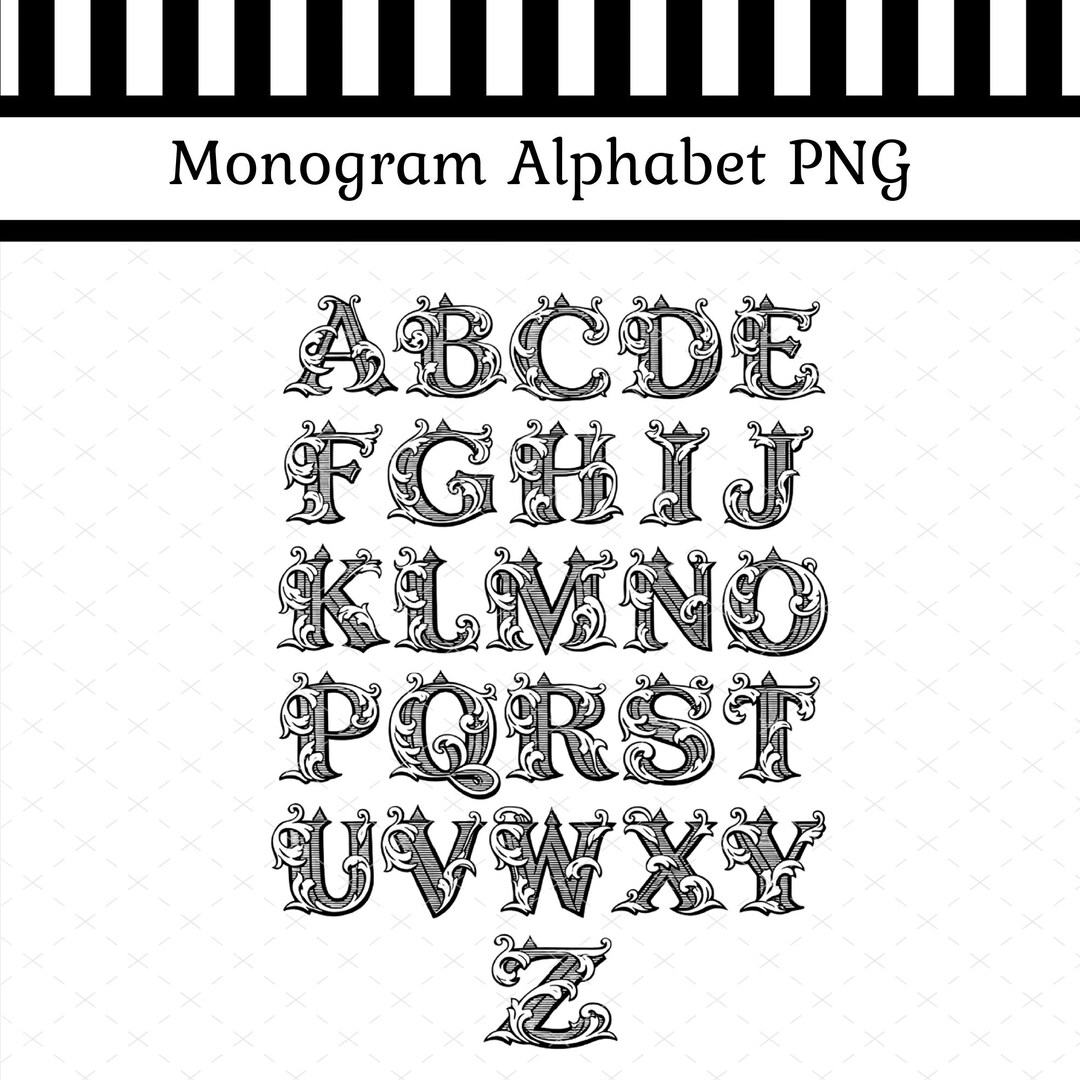 ALPHABET, Monogram, PNG, Victorian Letters, Crest, DIY, Clip Art ...