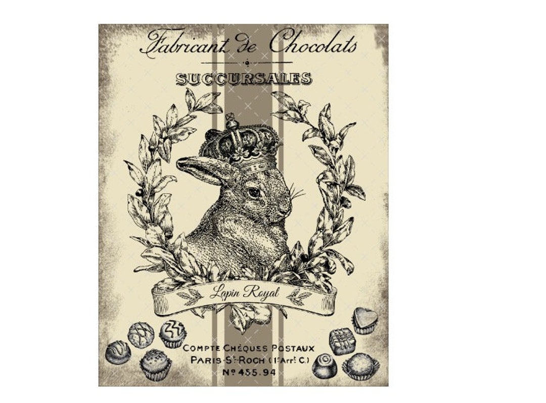 DIGITAL ART, 8x10 Downloadable French Country Rabbit Print, Printable ...