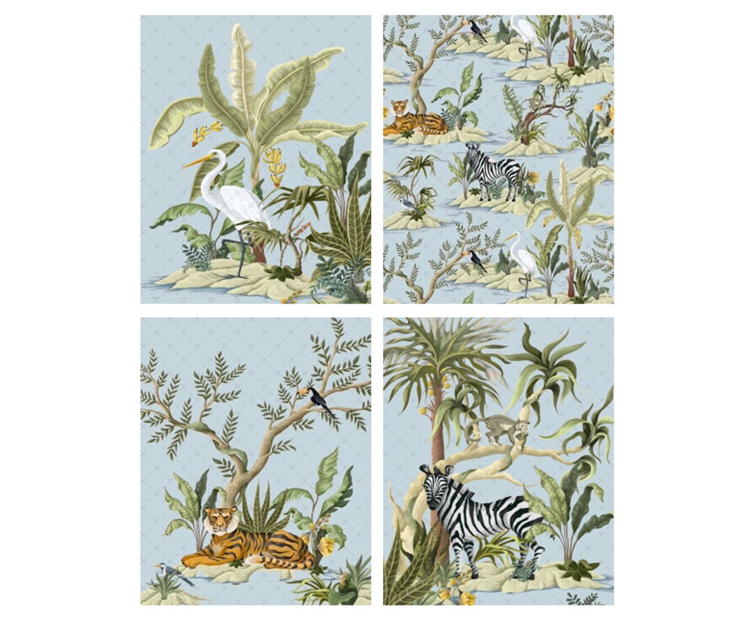 DIGITAL ART, Jungle Art, Chinoiserie Art, Grandmillennial Art ...