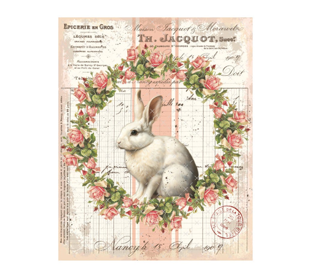 DIGITAL PRINT, Vintage Rabbit Digital, French Rabbit Download ...
