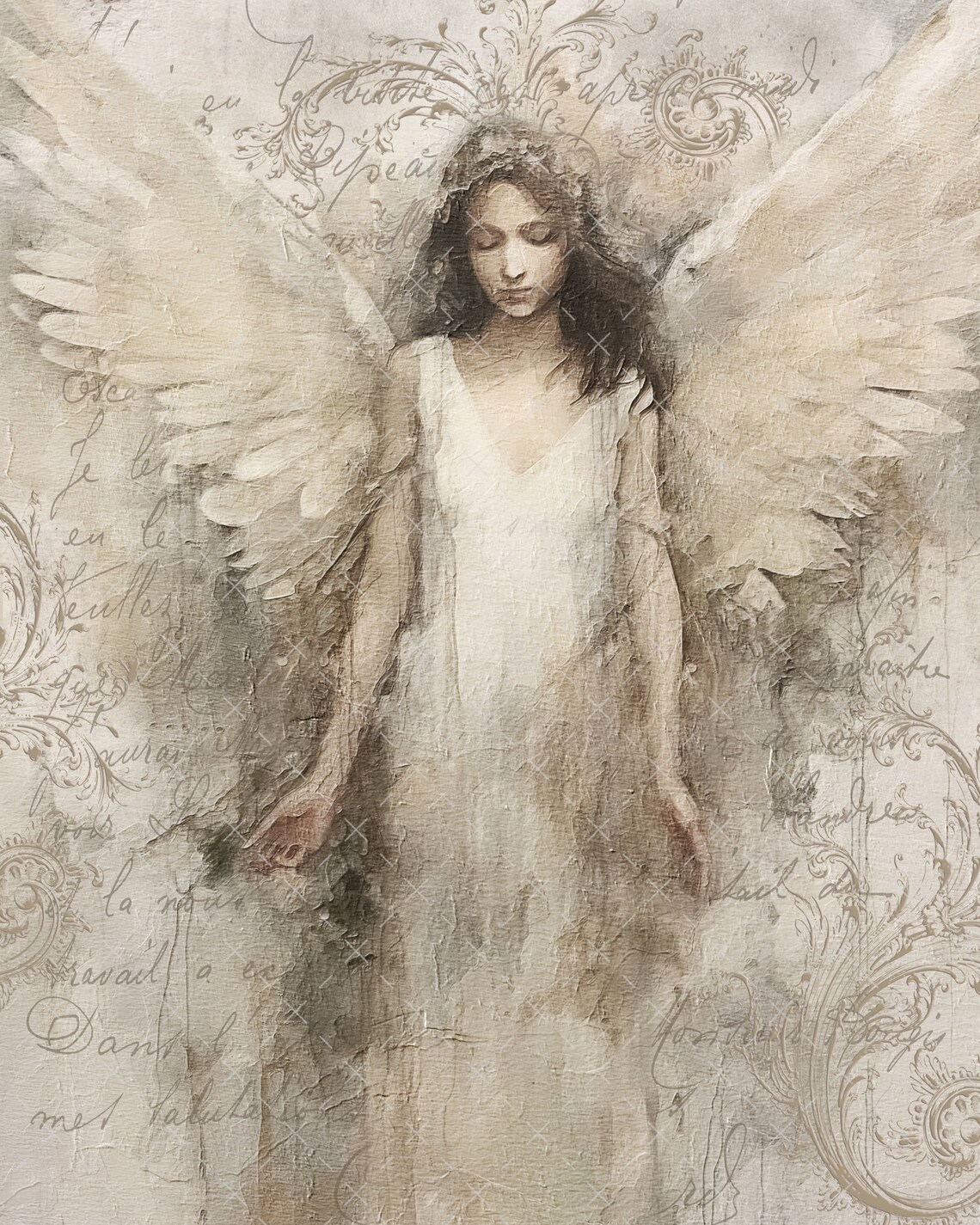 DIGITAL ART, 8 X 10 French Angel Download, Shabby Chic Angel Digital ...