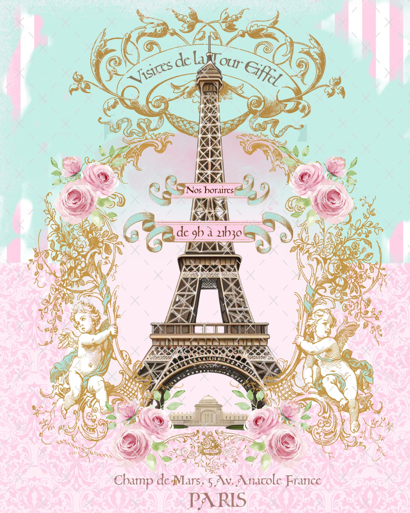 DIGITAL PRINT, 8X10 Vintage French Prints, Marie Antoinette Prints ...