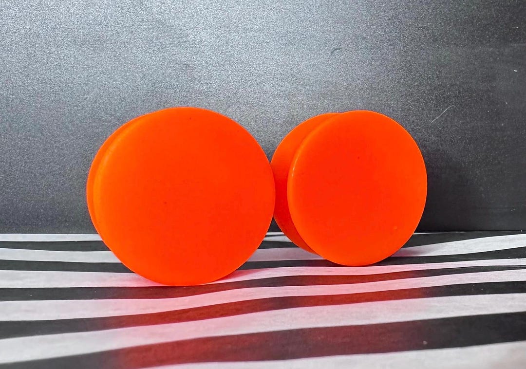 Maximalist Neon Orange Coloured Flesh Plugs for Ears, Handmade Silicone ...